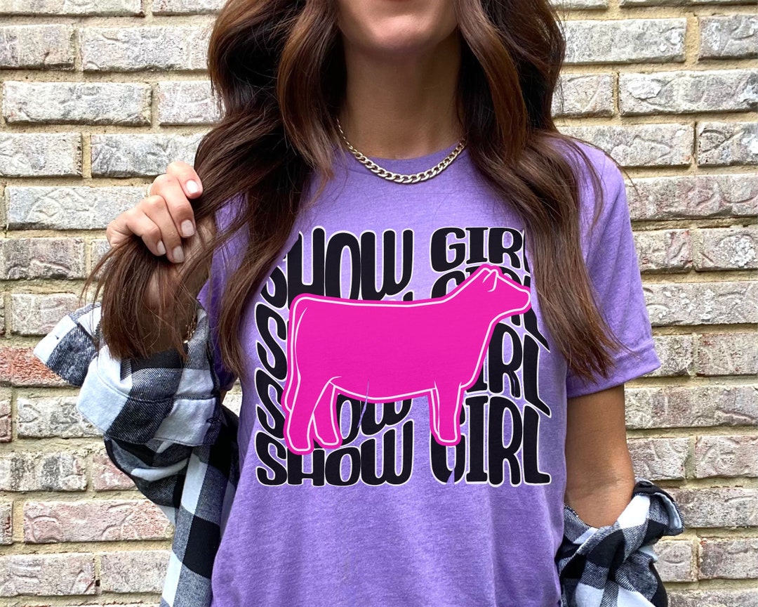 Pink Retro Wavy Text Show Heifer Shirt Funny Stock Show Cattle Show ...