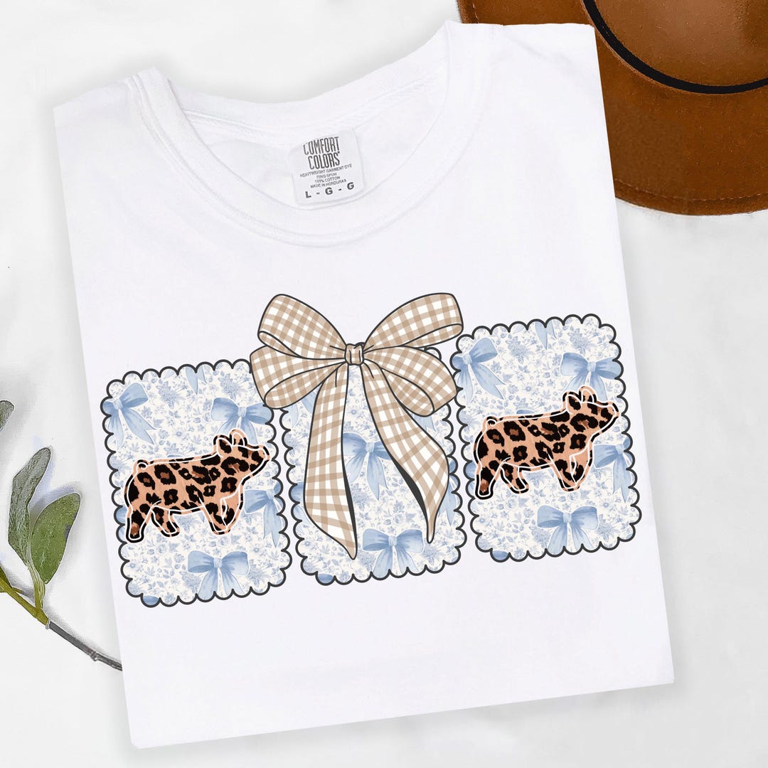 Comfort Colors Bows and Pigs T-shirt: Pink Ransom Coquette Stock Show ...