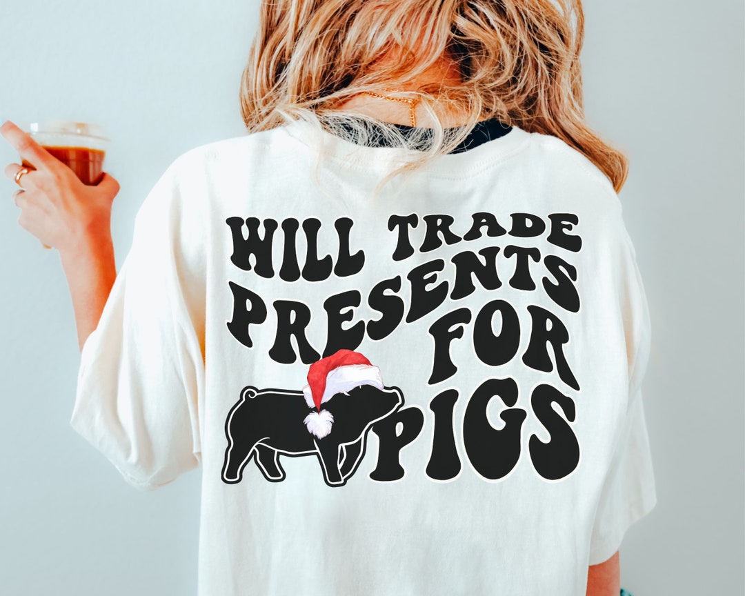 Trade Presents for Pigs Retro Christmas Hog Shirt Merry Swine Lover Tee ...