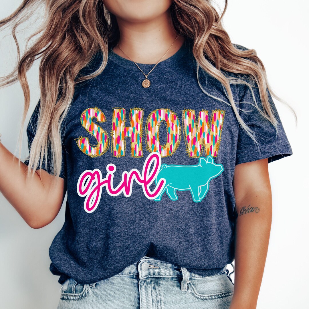 Cute Pink Show Pig Girl Shirt Funny Stock Show Tshirt Swine Mom Gift ...