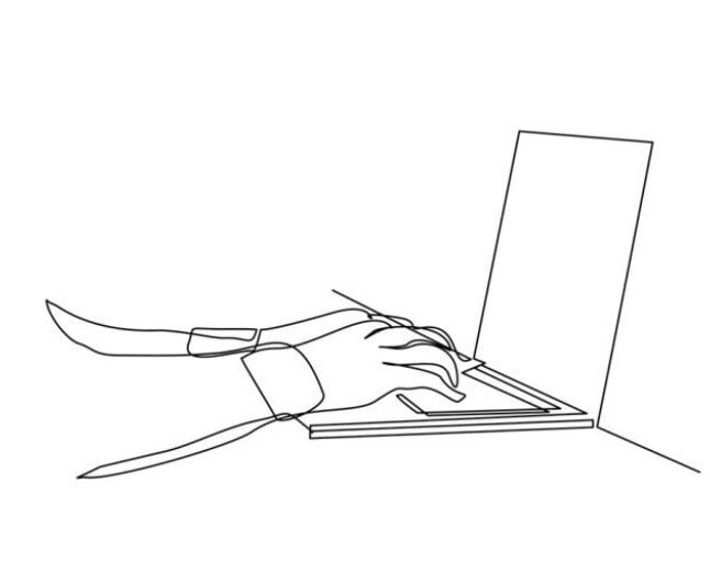 Continuous Line Drawing of Hand Fingers Typing on Laptop for Business ...