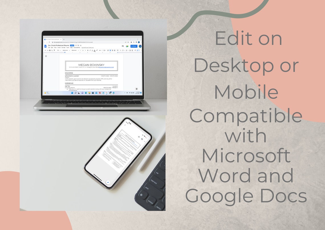 Box Simple Professional Resume Template DIGITAL FILE Resume, Cover ...