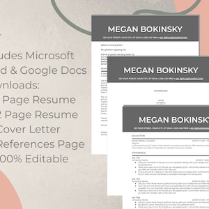 Color Block Professional Resume Template DIGITAL FILE Resume, Cover ...
