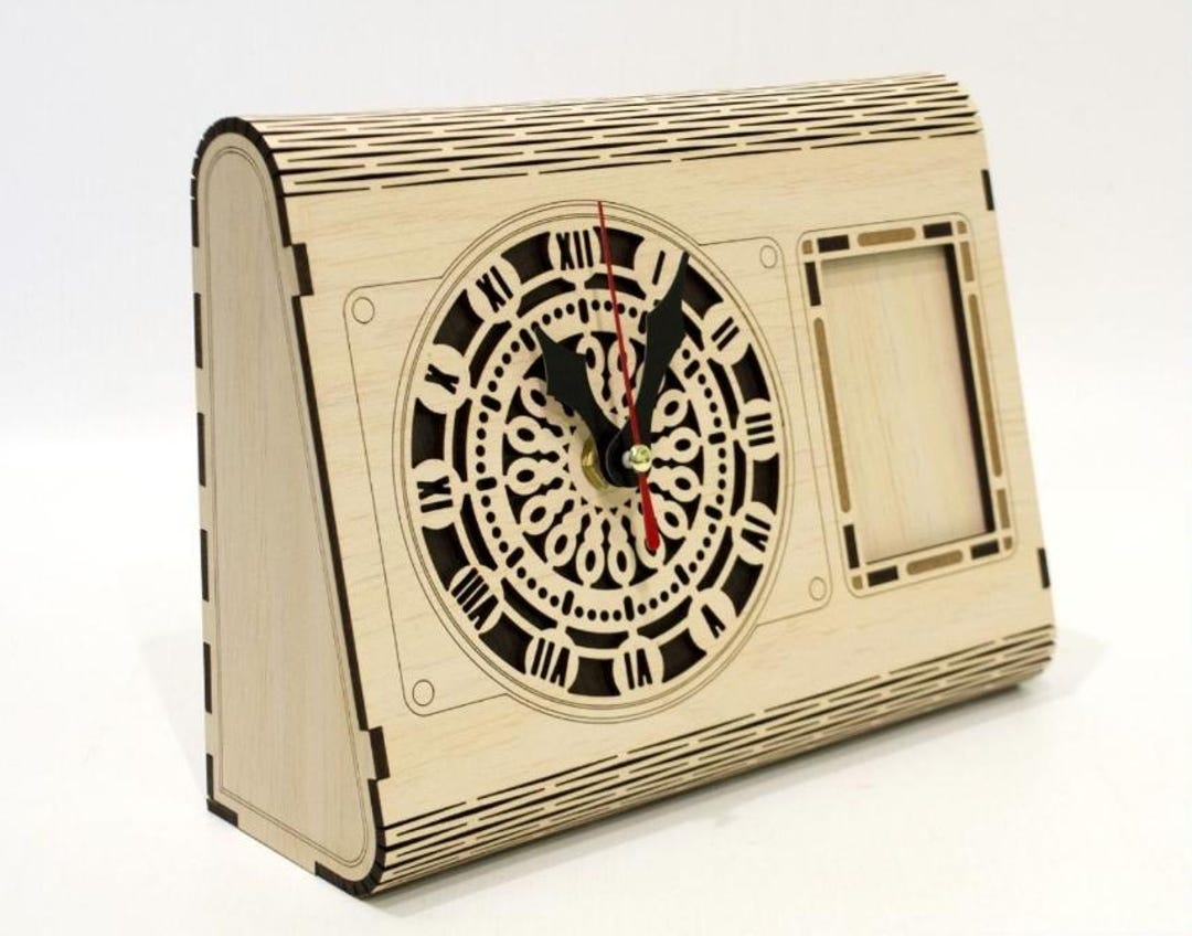 Desktop Laser Cut 3D Special Table Clock Design Wooden Model, CO2 Laser ...
