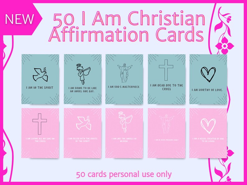 Christian I Am Affirmation Cards | Biblical Positive Reinforcement ...