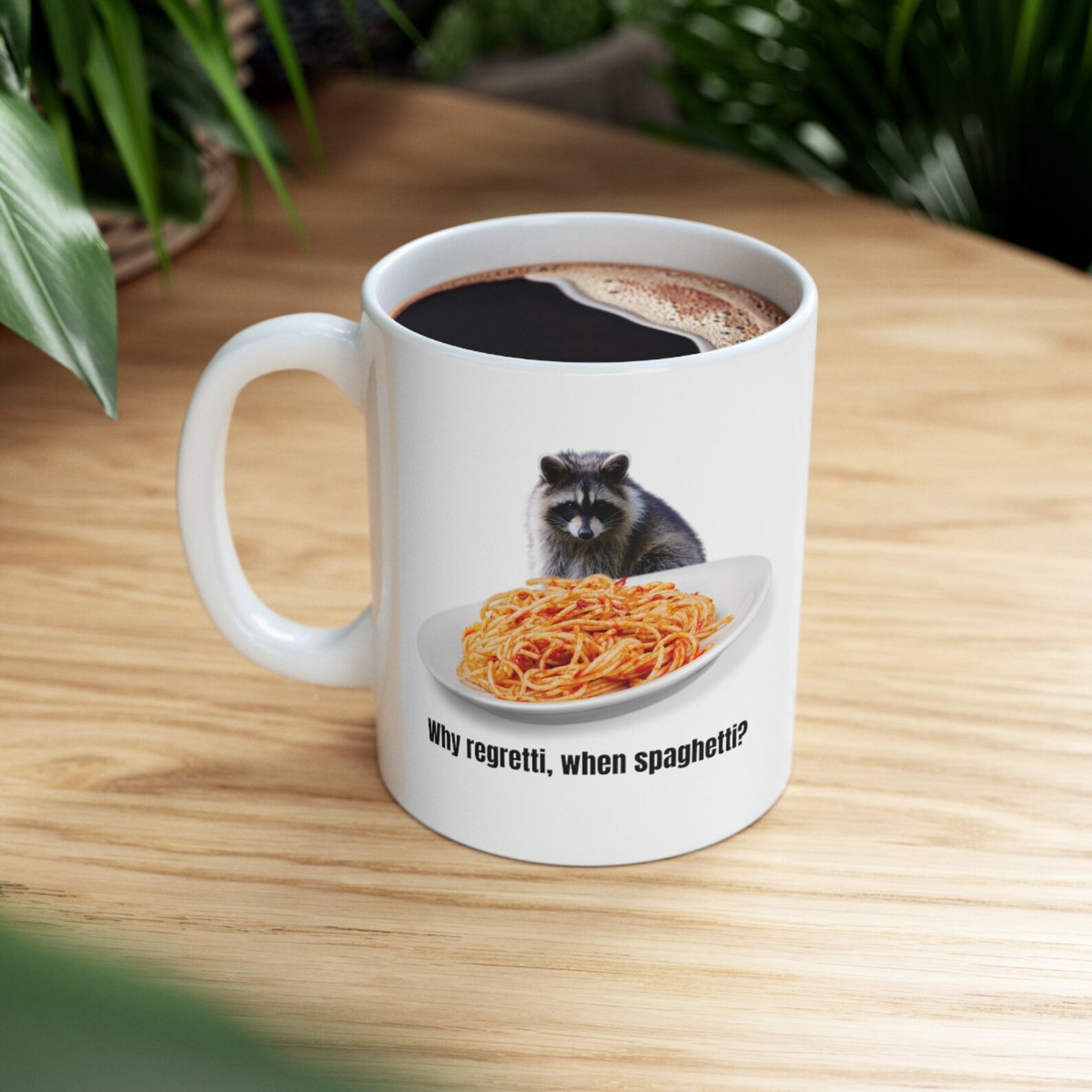 Spaghetti Regretti Funny Meme Raccoon Gag Gift Ceramic Mug - Etsy
