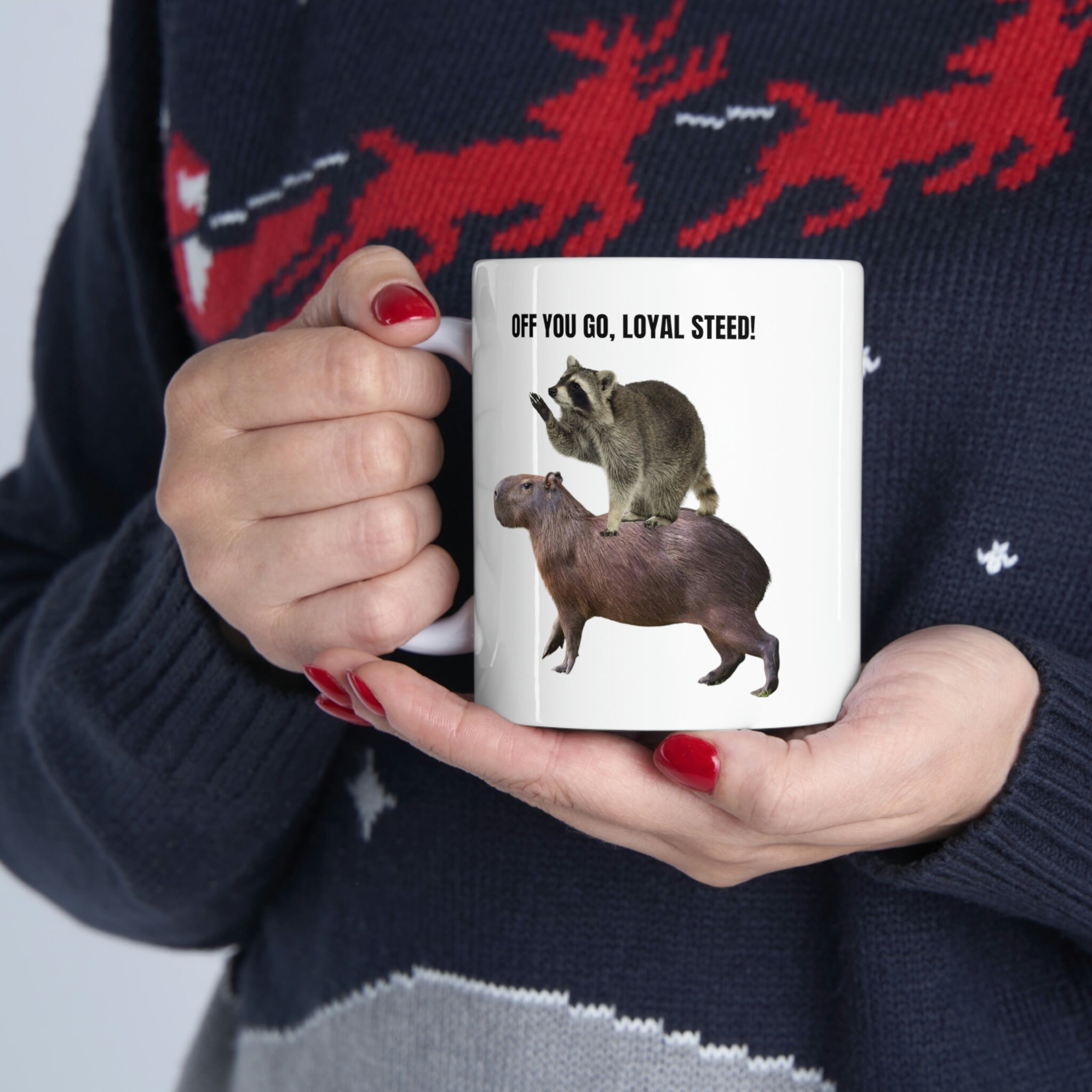 Raccoon Riding A Capybara Go on Loyal Steed Meme Mug an Honest Review 5 ...