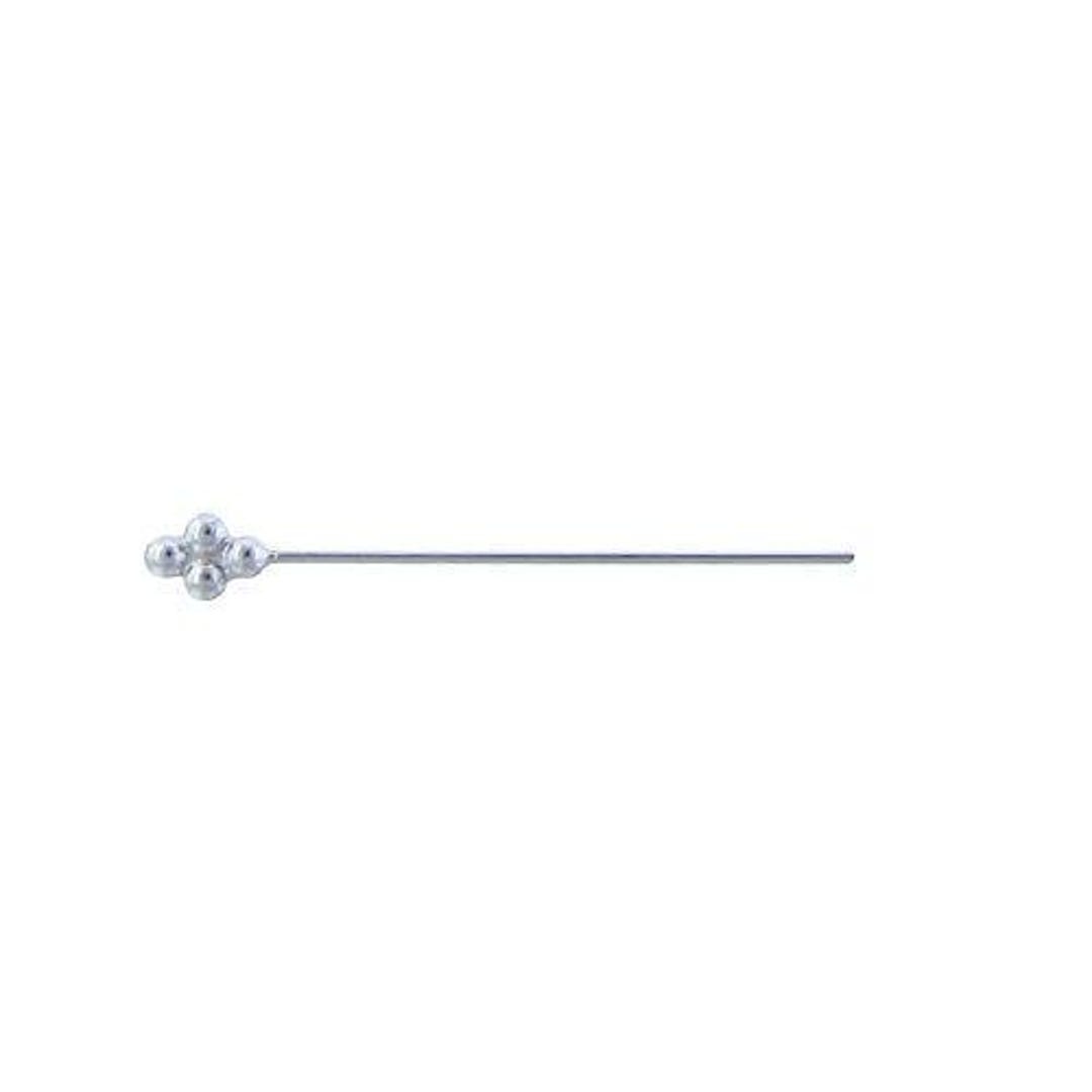 Sterling Silver, 24.0 Gauge 1.5 Inch Fancy Pin With Dotted Rhombus Head ...