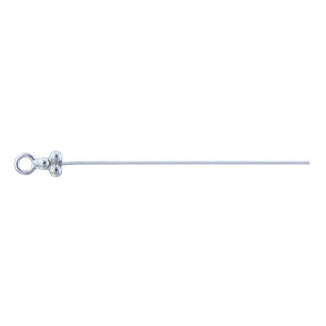Sterling Silver, 22.0 Gauge 3.0 Inch Eye Pin With Dotted Triangle Head ...