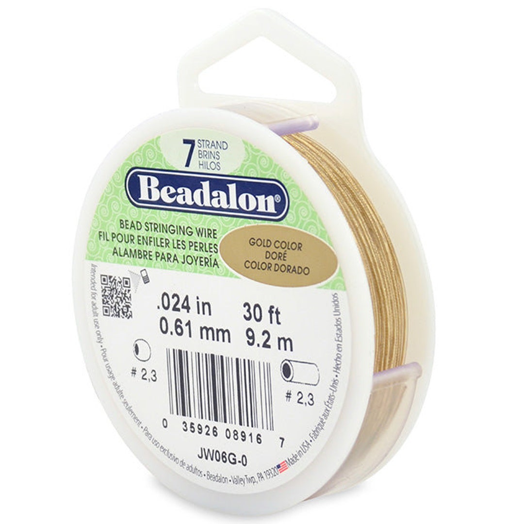 Beadalon 7 Strand, 0.024 Inch Diameter, 30 Feet Gold Beading Wire ...