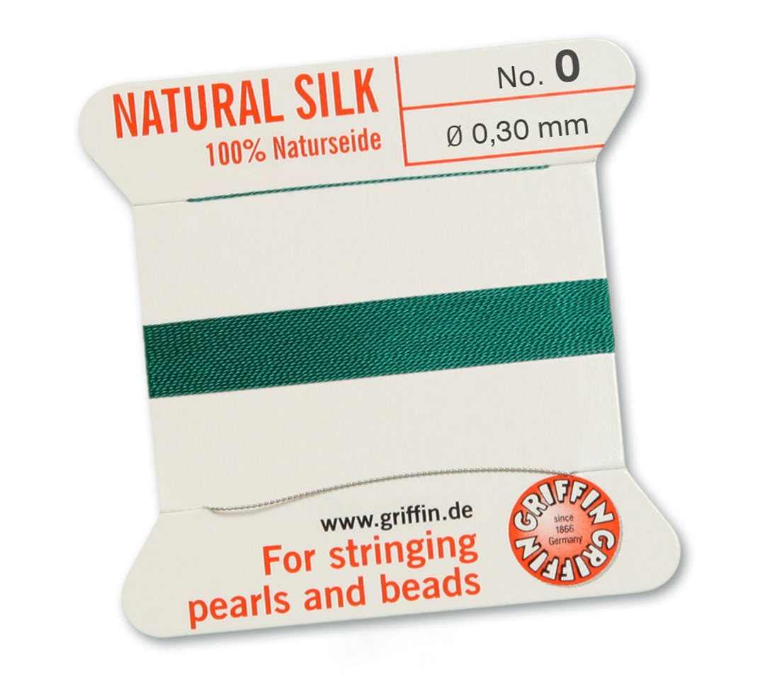 Griffin, #0 Green, 0.30mm Diameter, 2 Meter Natural Silk Beading Cord ...
