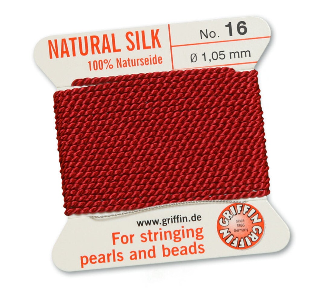 Griffin, #16 Garnet, 1.05mm Diameter, 2 Meter Natural Silk Beading Cord ...