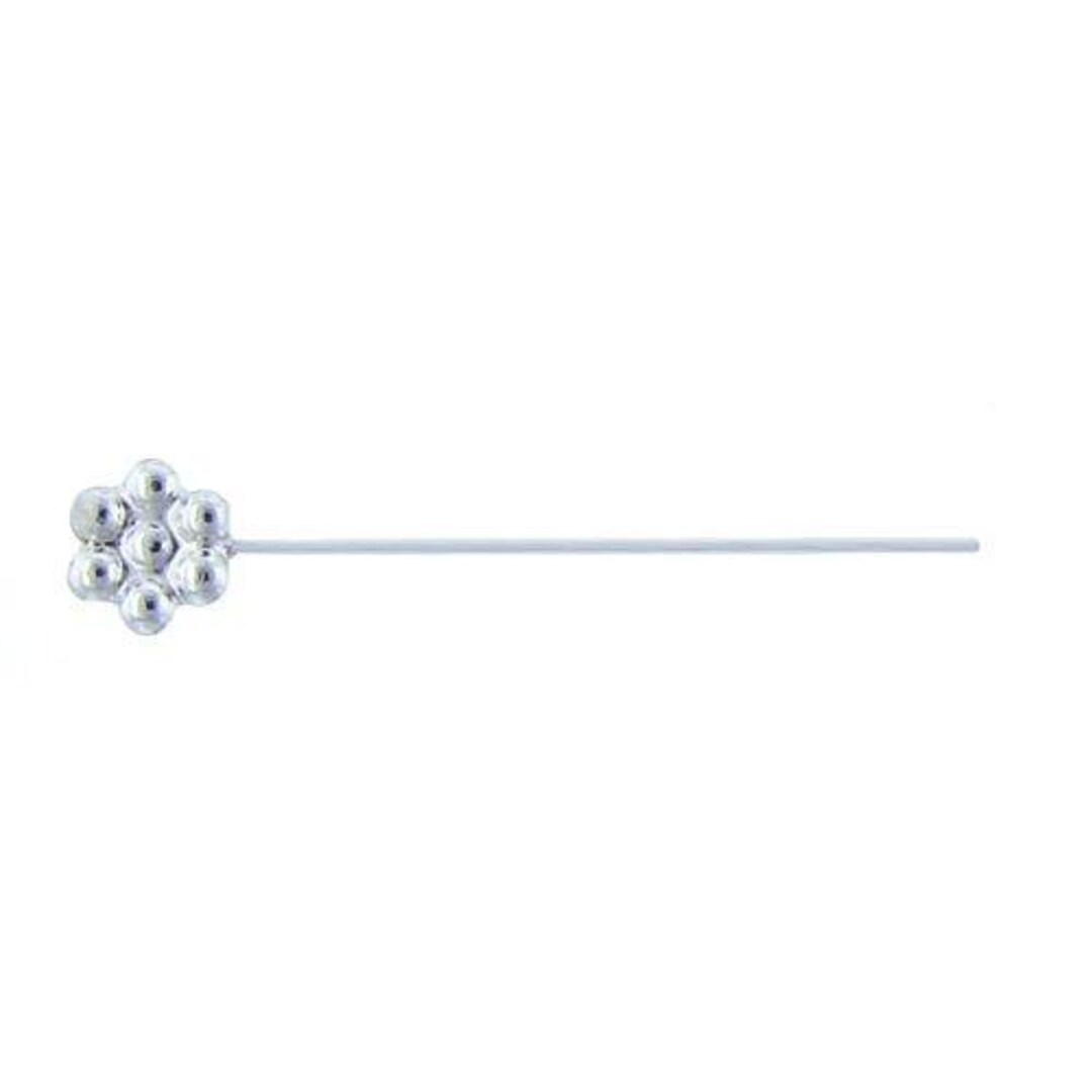 Sterling Silver, 26.0 Gauge 2.0 Inch Fancy Pin With Dotted Flower Head ...