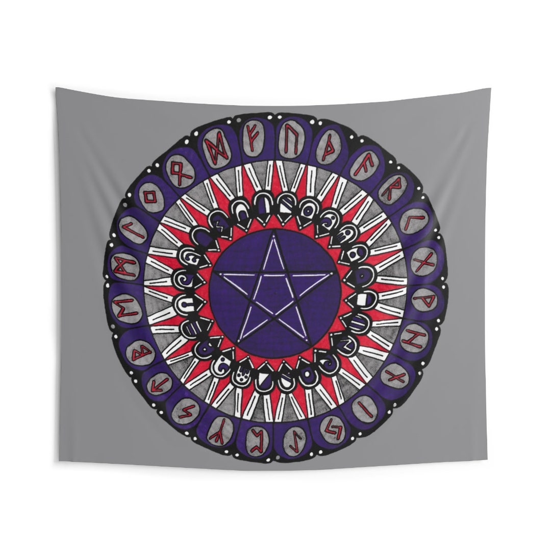 Runic Pentagram Mandala Indoor Wall Tapestries - Etsy