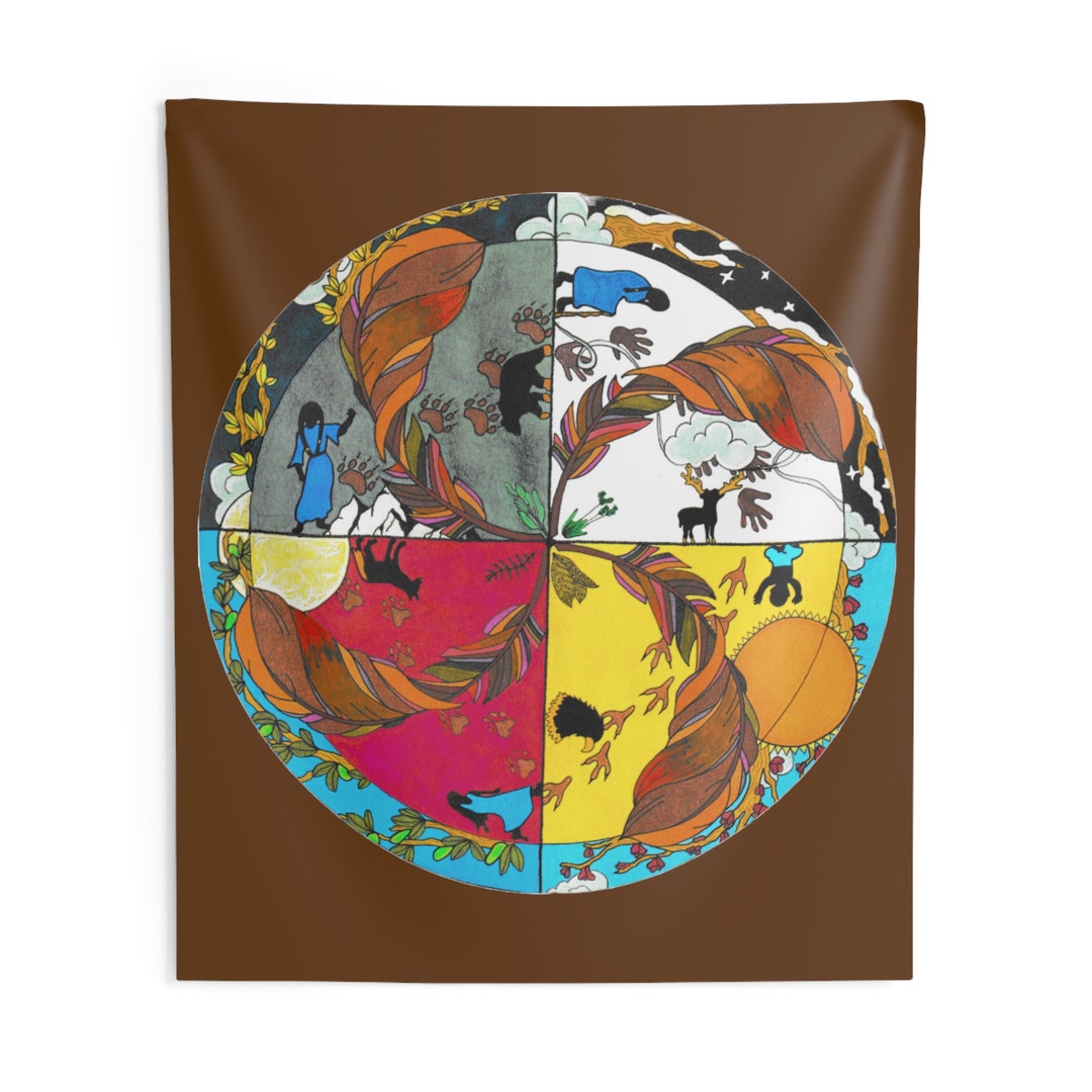 Medicine Wheel Colorful Mandala Indoor Wall Tapestries - Etsy