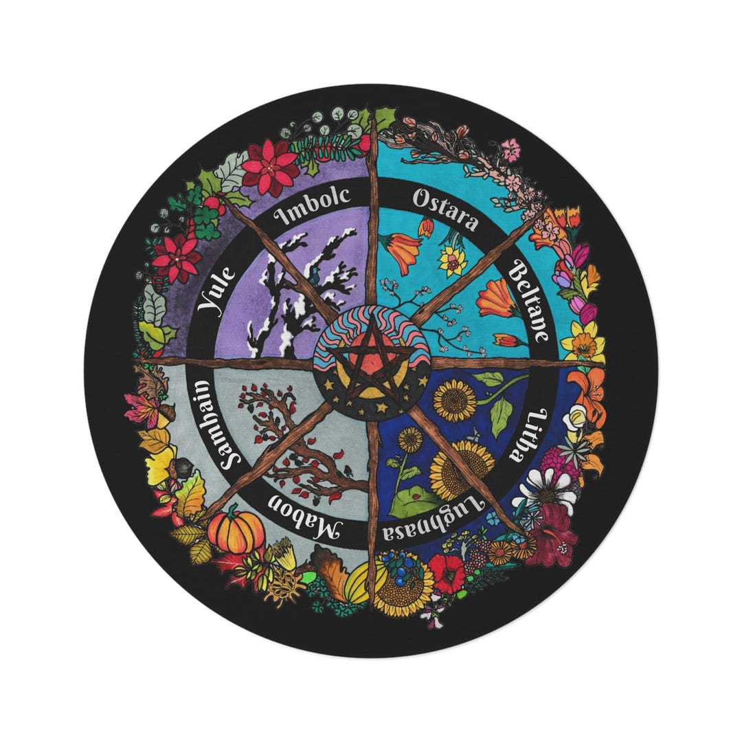 Wheel of the Year Round Rug - Etsy