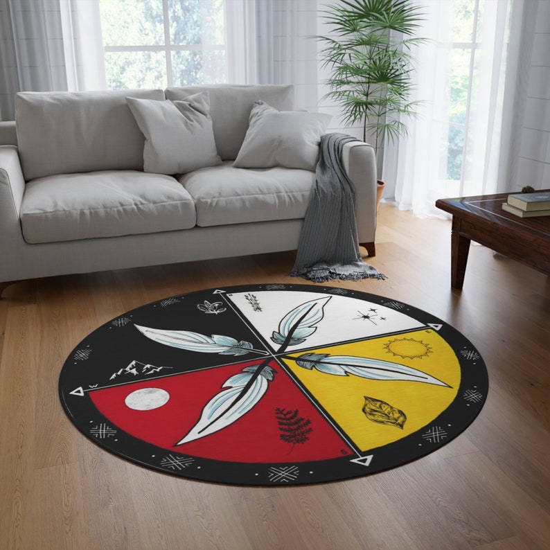 Medicine Wheel Mandala Round Rug - Etsy
