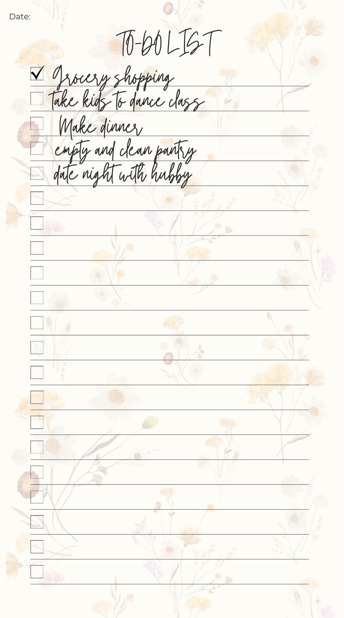 Instant Download | Digital Printable To-do List | Floral Todo List ...