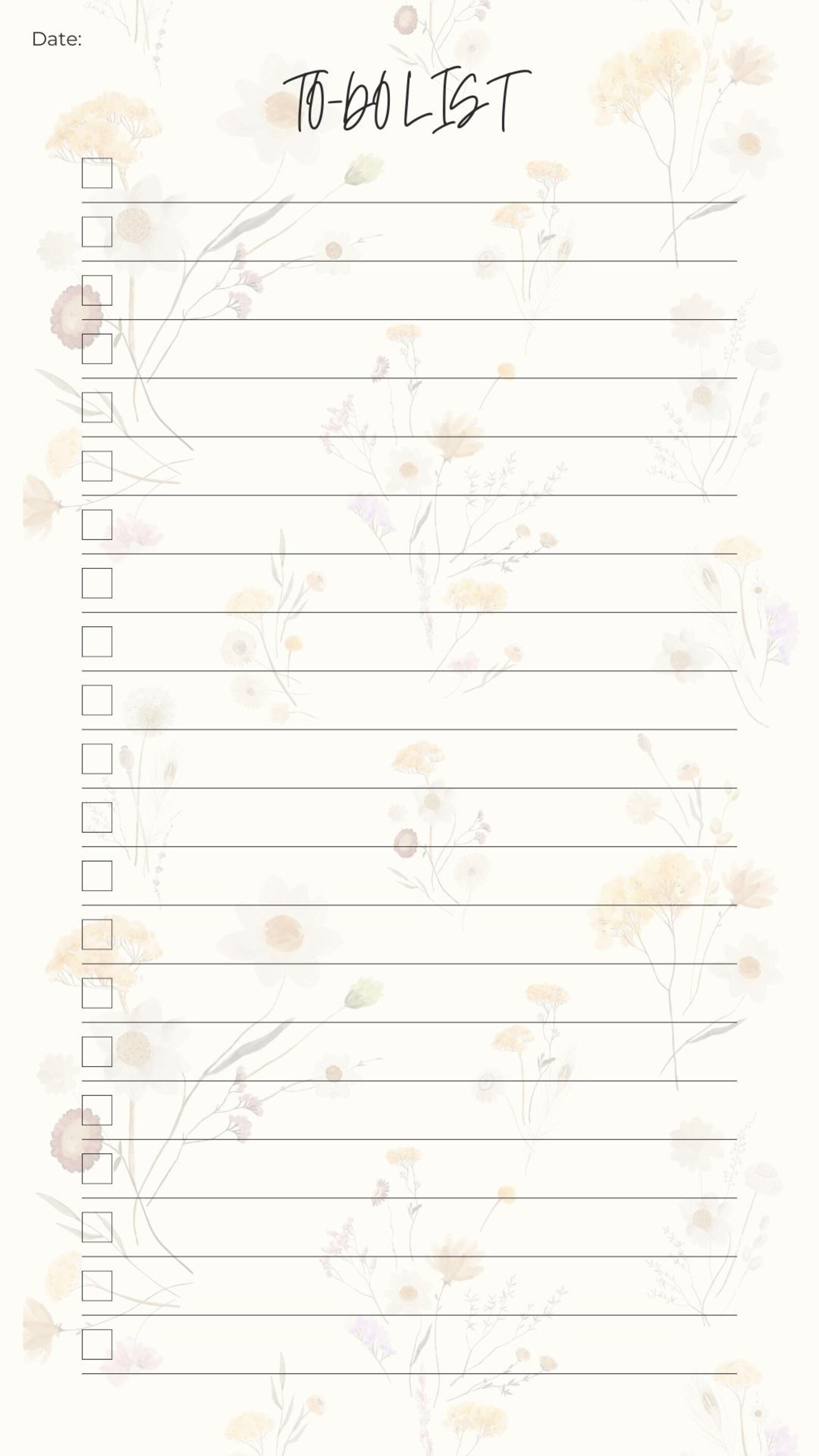 Instant Download | Digital Printable To-do List | Floral Todo List ...