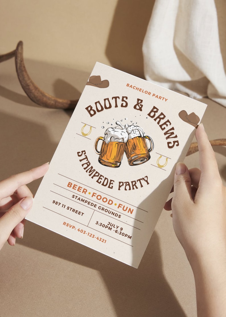 Boots and Beers Invitation, Western Bachelor Invite, Cowboy Bachelor ...