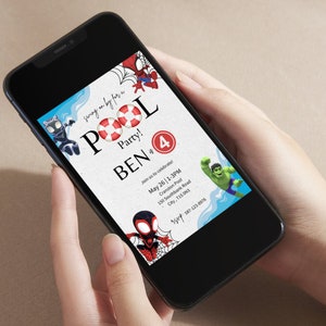 Spidey and Friends Pool Party Invitation, Personalized Invite ...