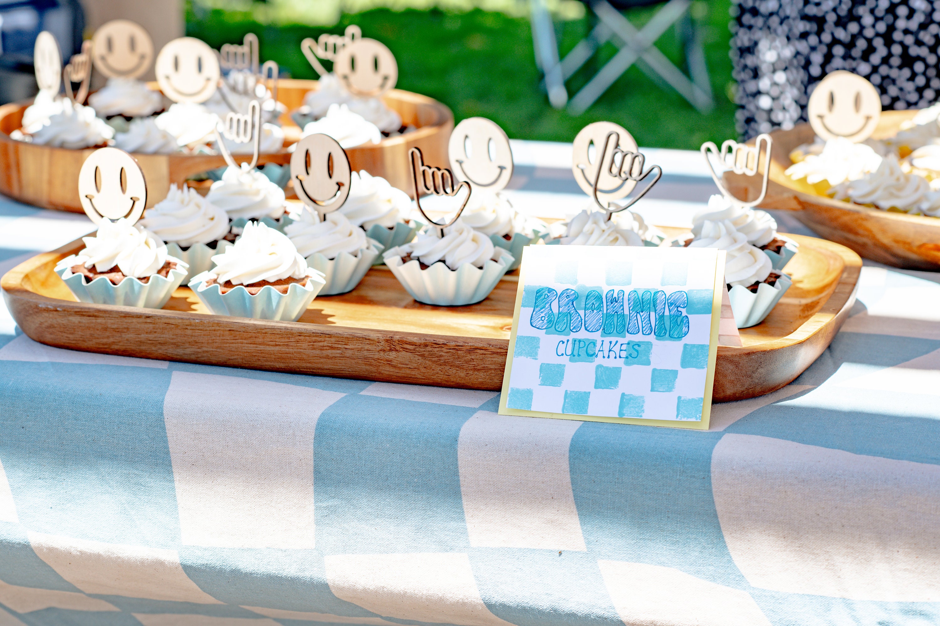 Wooden Cupcake Toppers Smiley Face and Shaka - Etsy