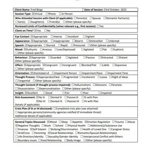 Fillable Therapy Session Progress Note Template - Etsy