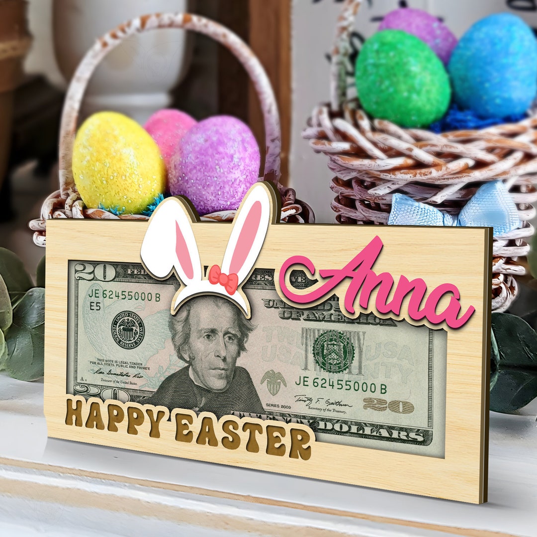 Customized Easter Bunny Money Holder, Custom Name Easter Bunny Money ...