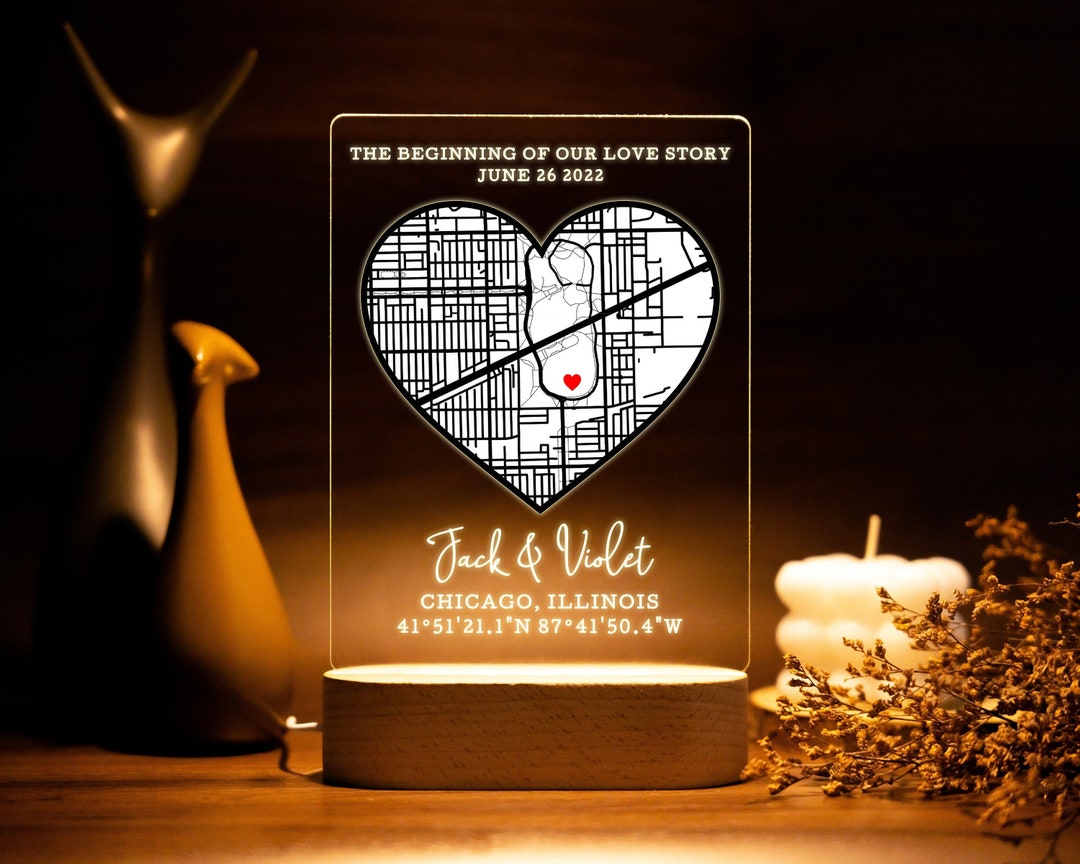 Our First Date Map Sign, First Date Gift, Where We First Met ...