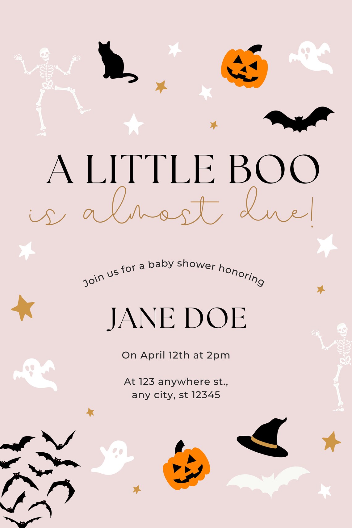 A Little Boo is Due Baby Shower Invite, Halloween Baby Shower, Neutral ...