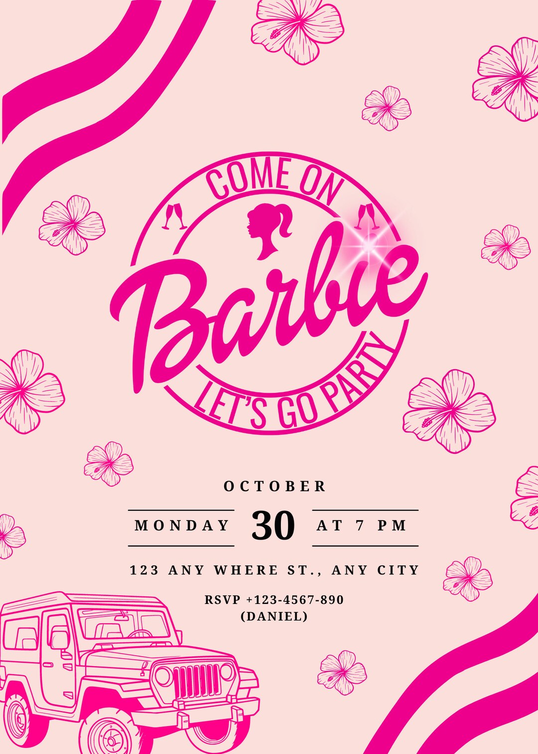 Invitación Barbie Invitación Digital Descarga Instantánea - Etsy España