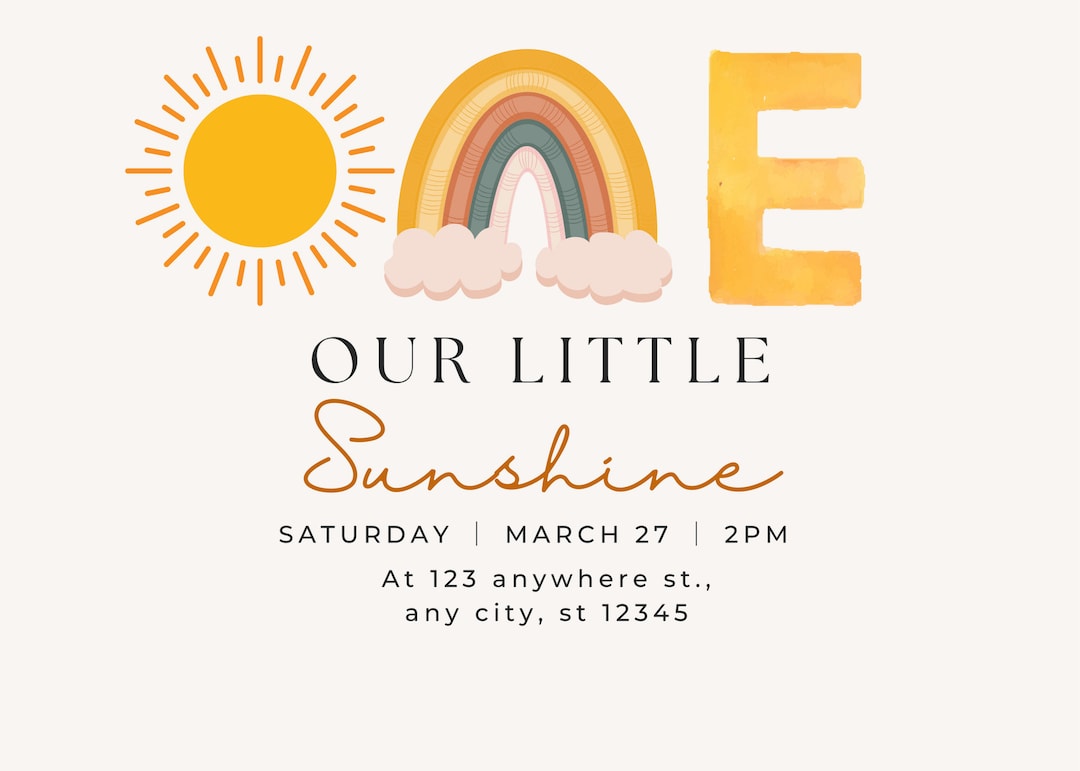 Little Sunshine Invitation, Digital Invitation, Instant Download, Our ...