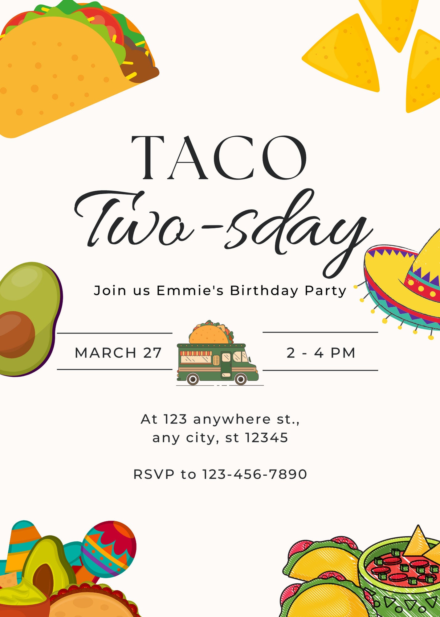 Taco Tuesday Invitation, Digital Invitation, Instant Download, Taco Two ...