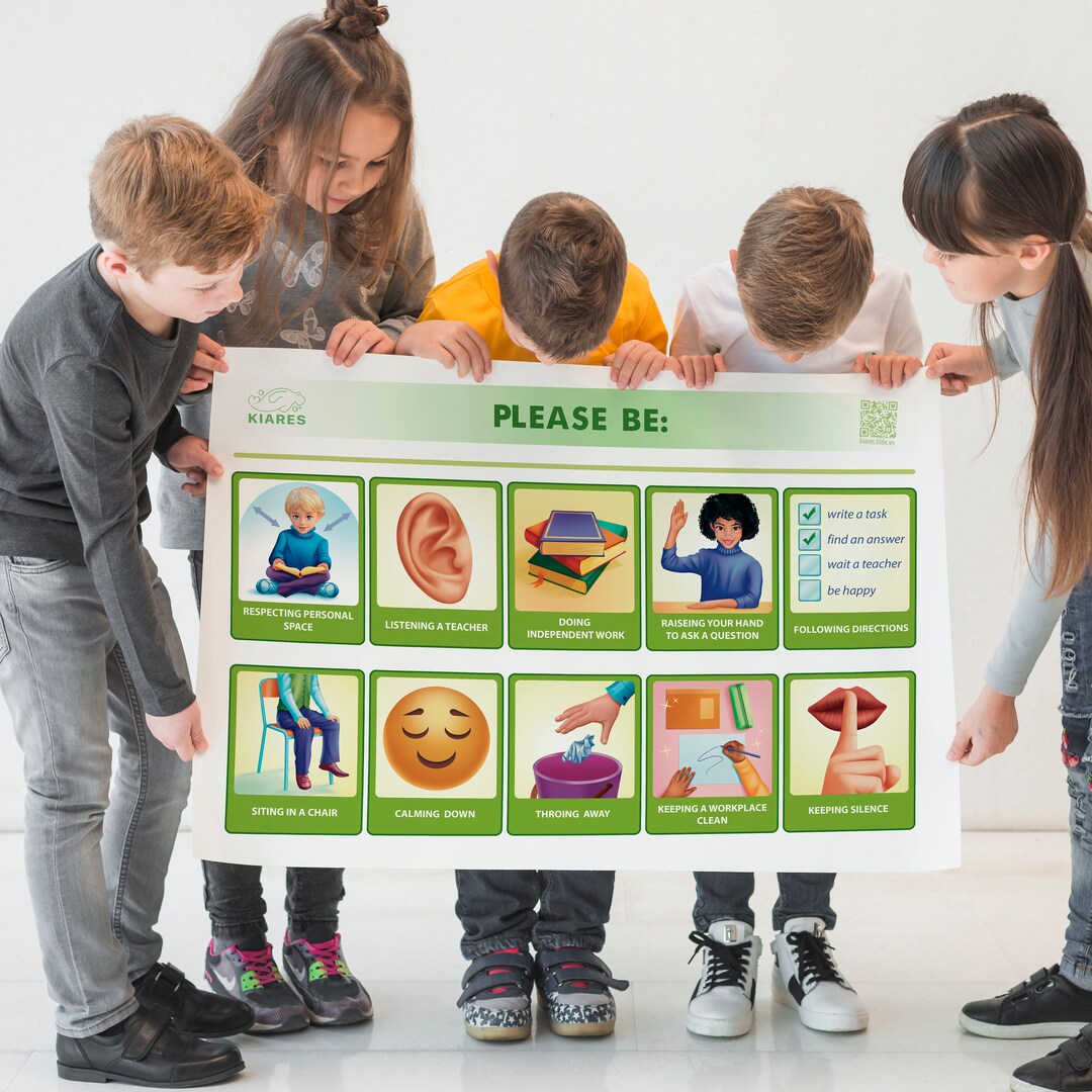 Classroom Expectations Poster, Kindergarten Wall Art, Colorful ...