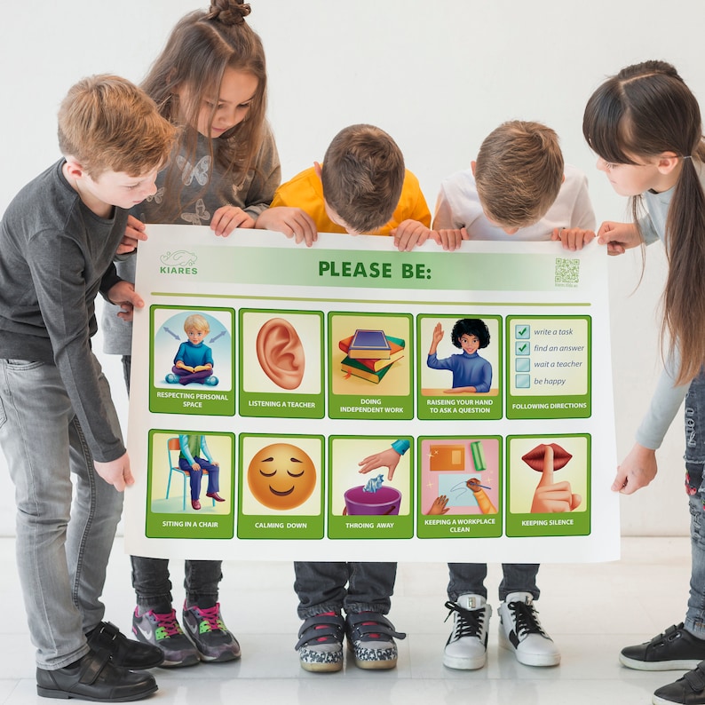 Classroom Expectations Poster, Kindergarten Wall Art, Colorful ...
