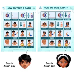 KIARES How to Take Bath - Visual Aids for Kids With Autism & ADHD ...