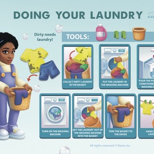 How to Do Laundry/visual Aid/coping Skills/special Needs/visual Chart ...