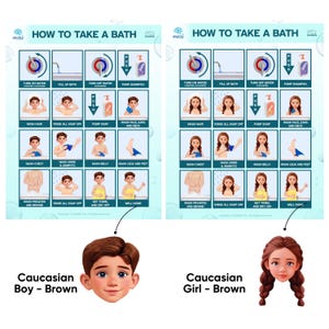 KIARES How to Take Bath - Visual Aids for Kids With Autism & ADHD ...