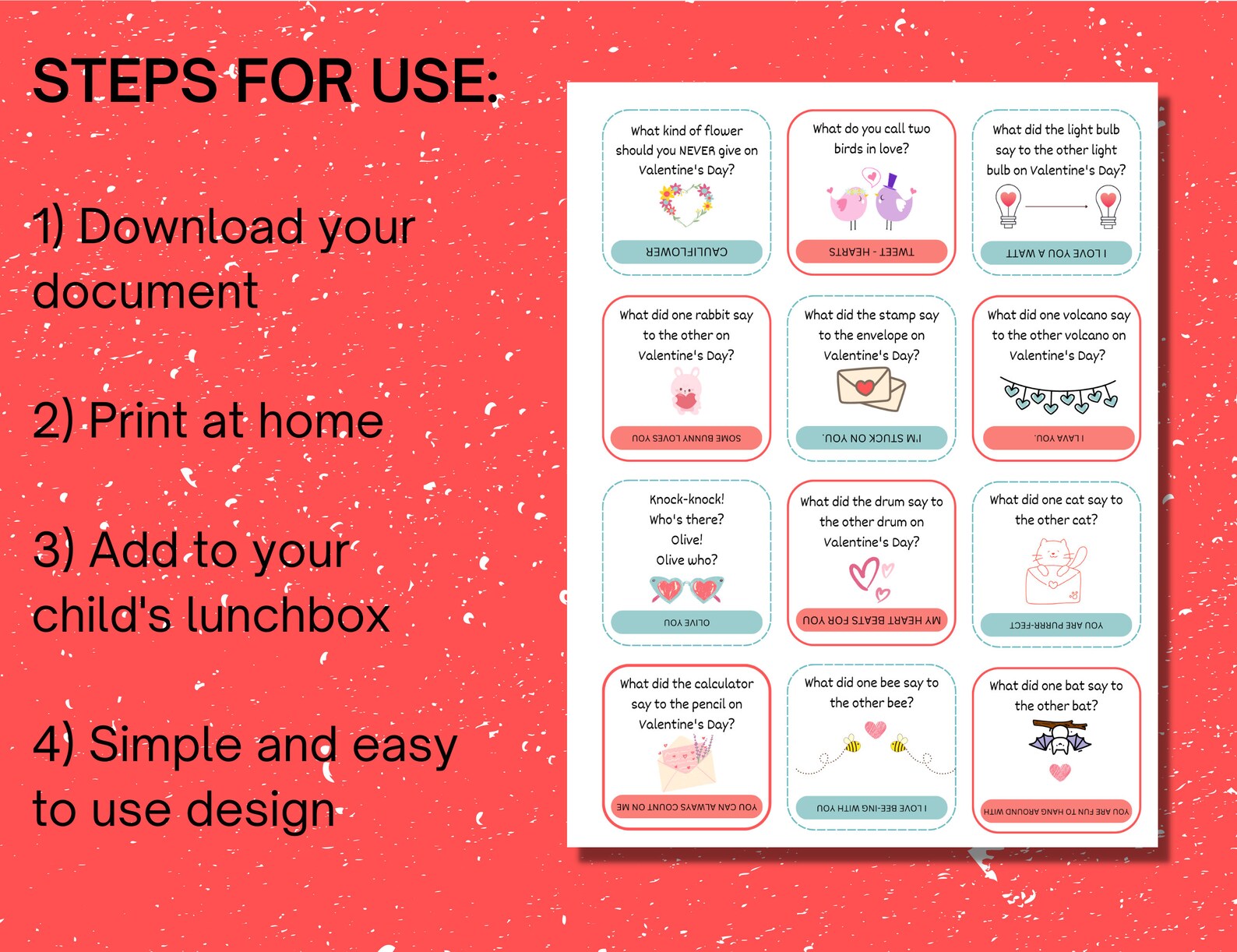 Printable Valentine's Day Lunchbox Notes, Jokes for Kids, Food Puns for ...