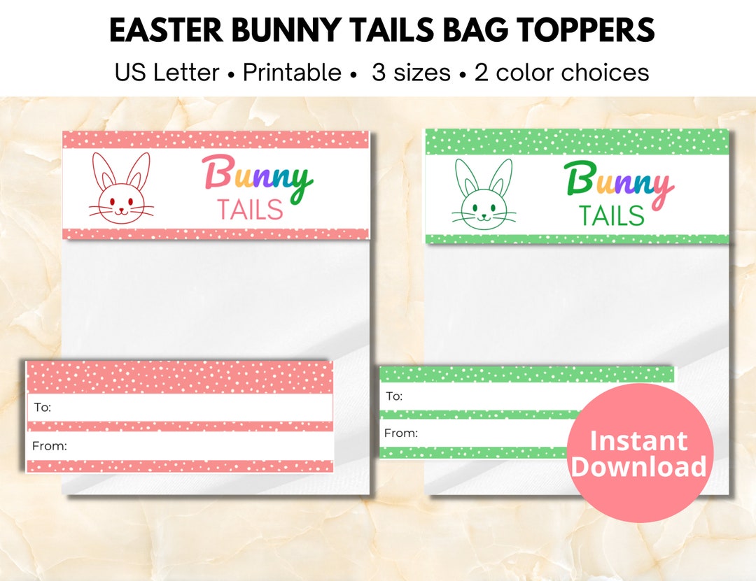 Easter Bunny Tails Printable Treat Bag Topper, Easter Favor Bag Topper ...