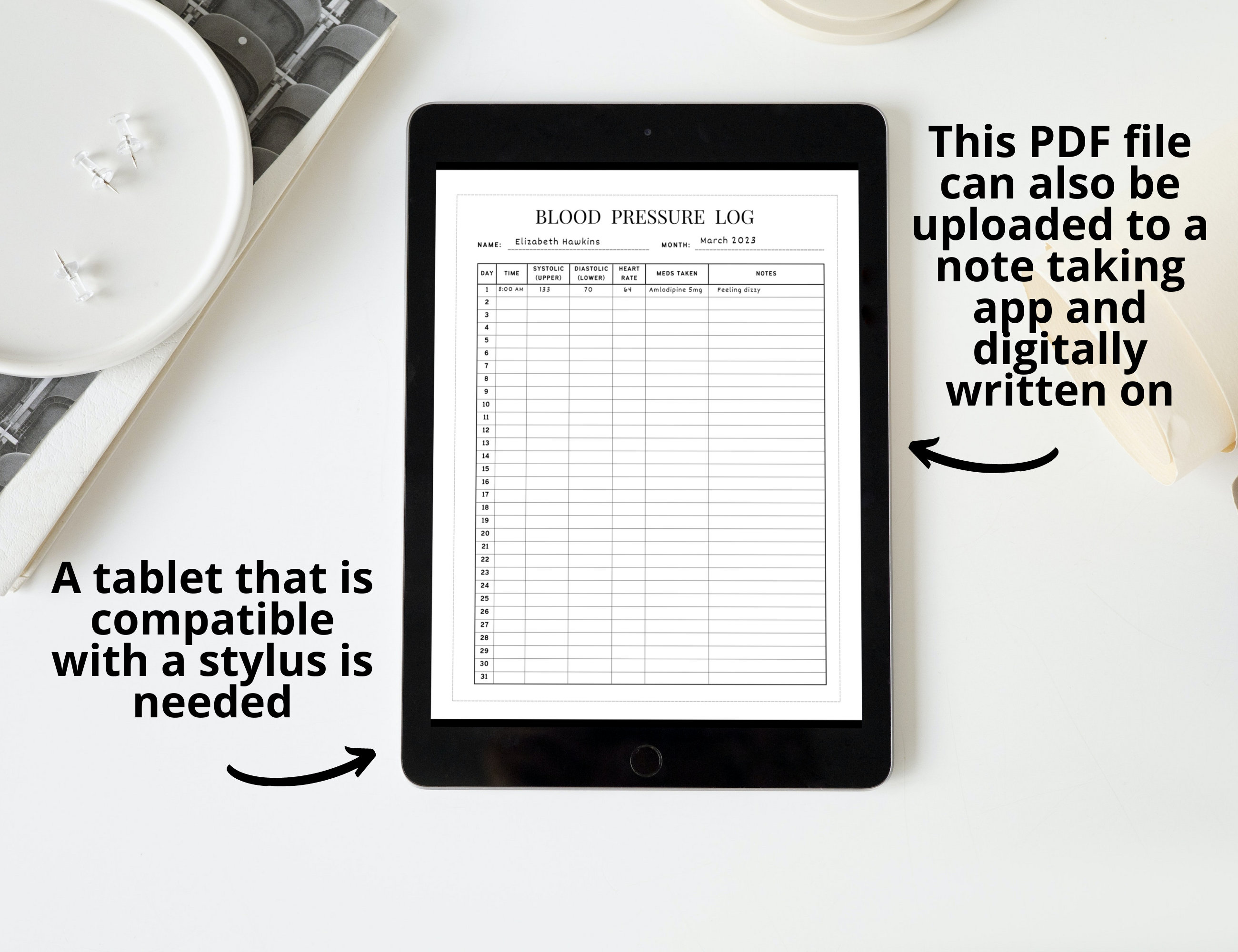 Blood Pressure Chart, Blood Pressure Log, Blood Pressure Tracker, Daily ...