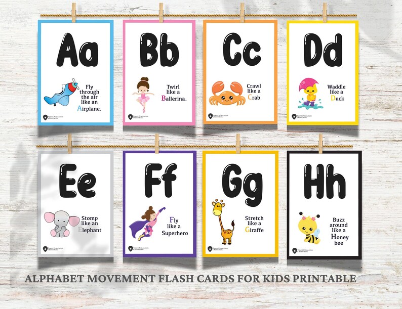 ABC Flash Cards Alphabet Movement Kinesthetic Cards for Kids Printable ...