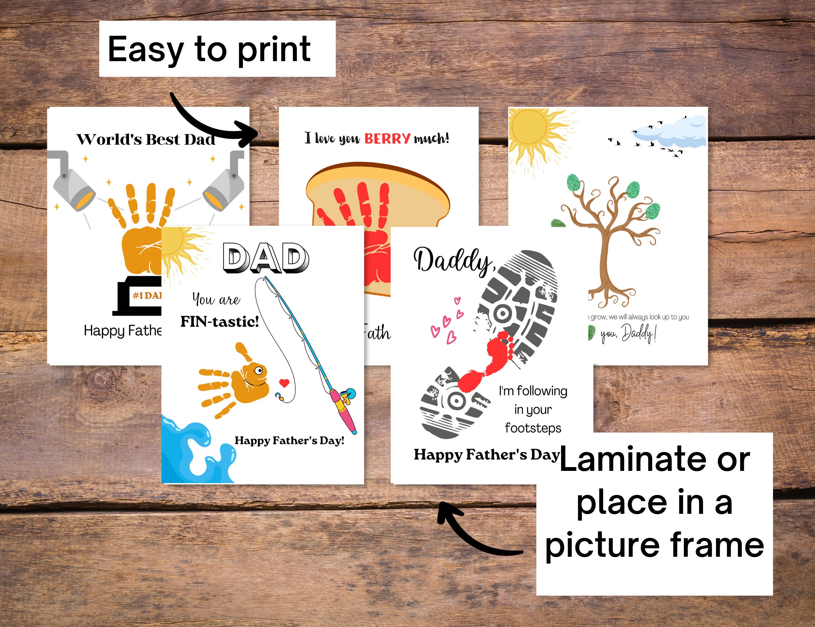 Fathers Day Handprint Footprint Art Bundle, Fathers Day DIY Gifts ...