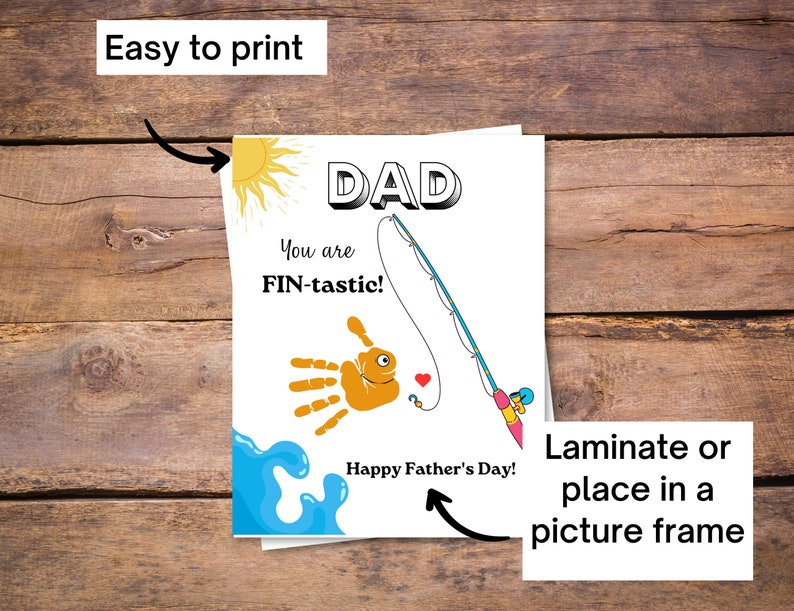 Fathers Day Handprint Art, Fishing Dad Gift, You Are Fintastic, Fathers ...