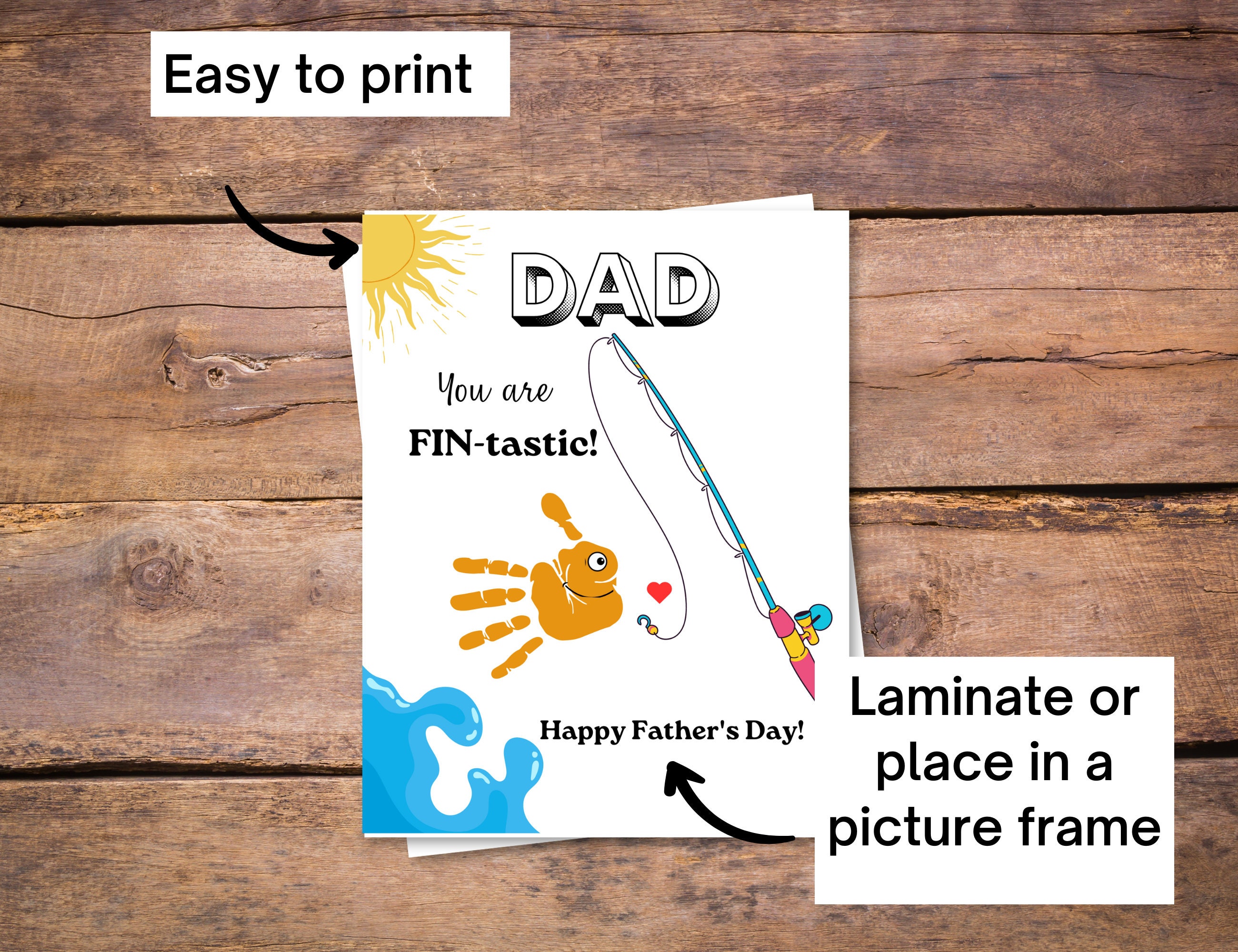 Fathers Day Handprint Art, Fishing Dad Gift, You Are Fintastic, Fathers ...