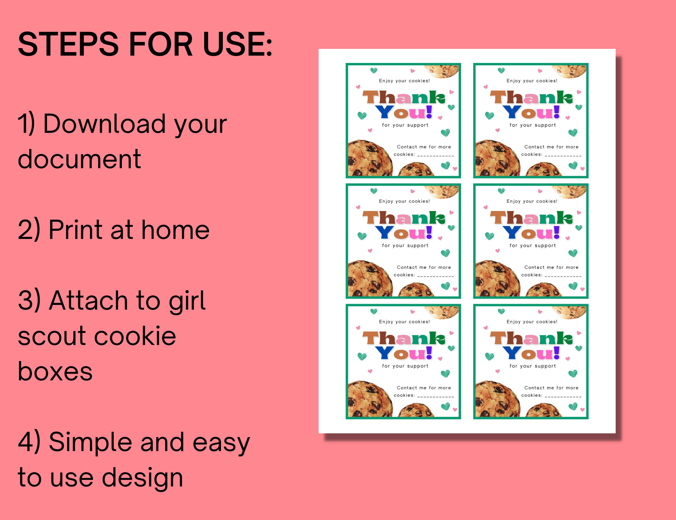 Cookie Thank You Card Cookie Fundraiser Printable Customer - Etsy