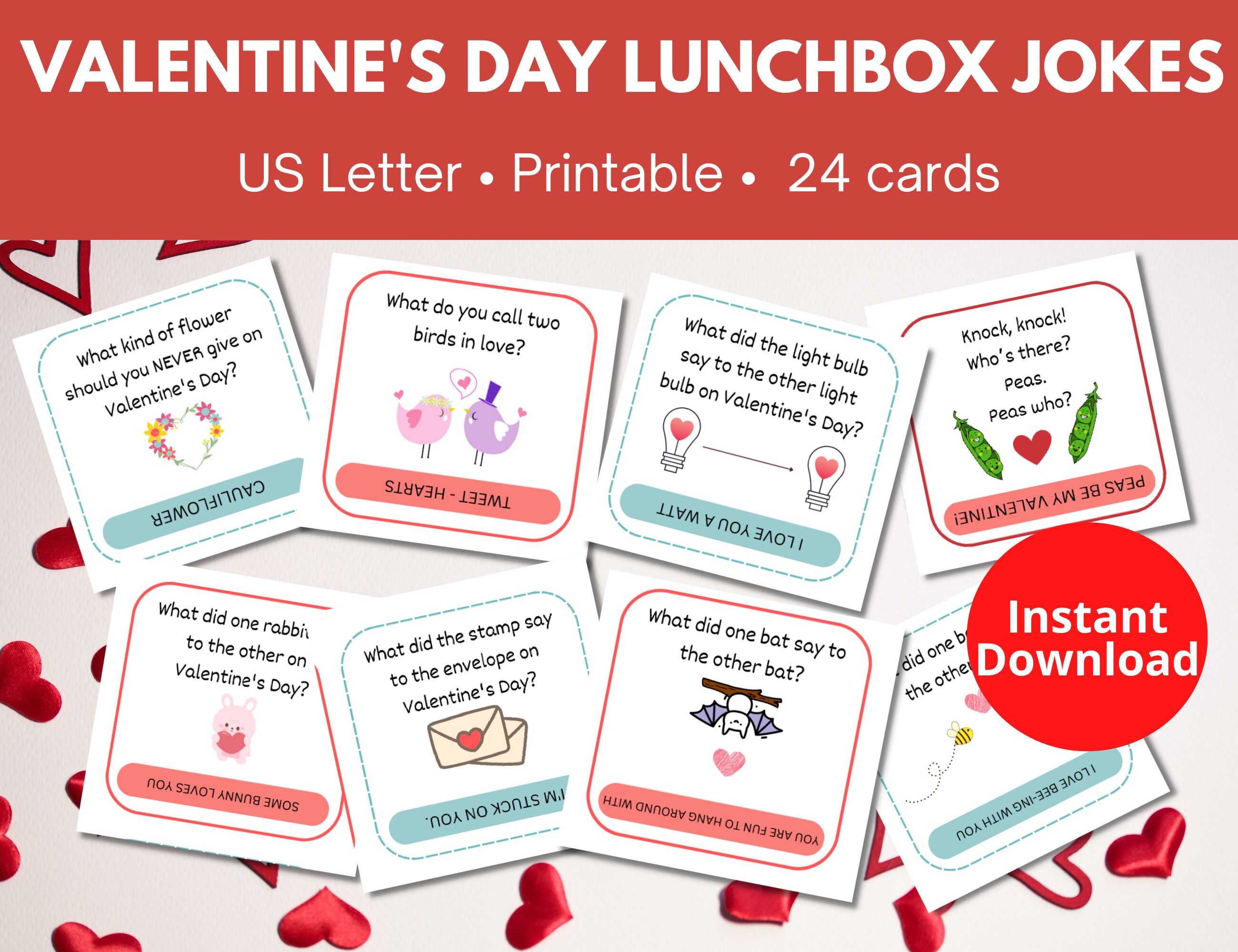 Printable Valentine's Day Lunchbox Notes, Jokes for Kids, Food Puns for ...