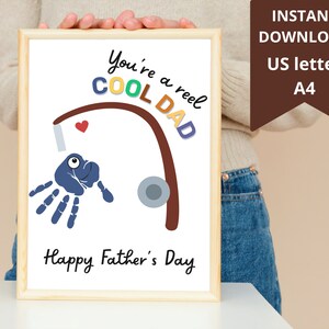 You're a Reel Cool Dad, Printable Fish Handprint Art, Fathers Day Gift ...