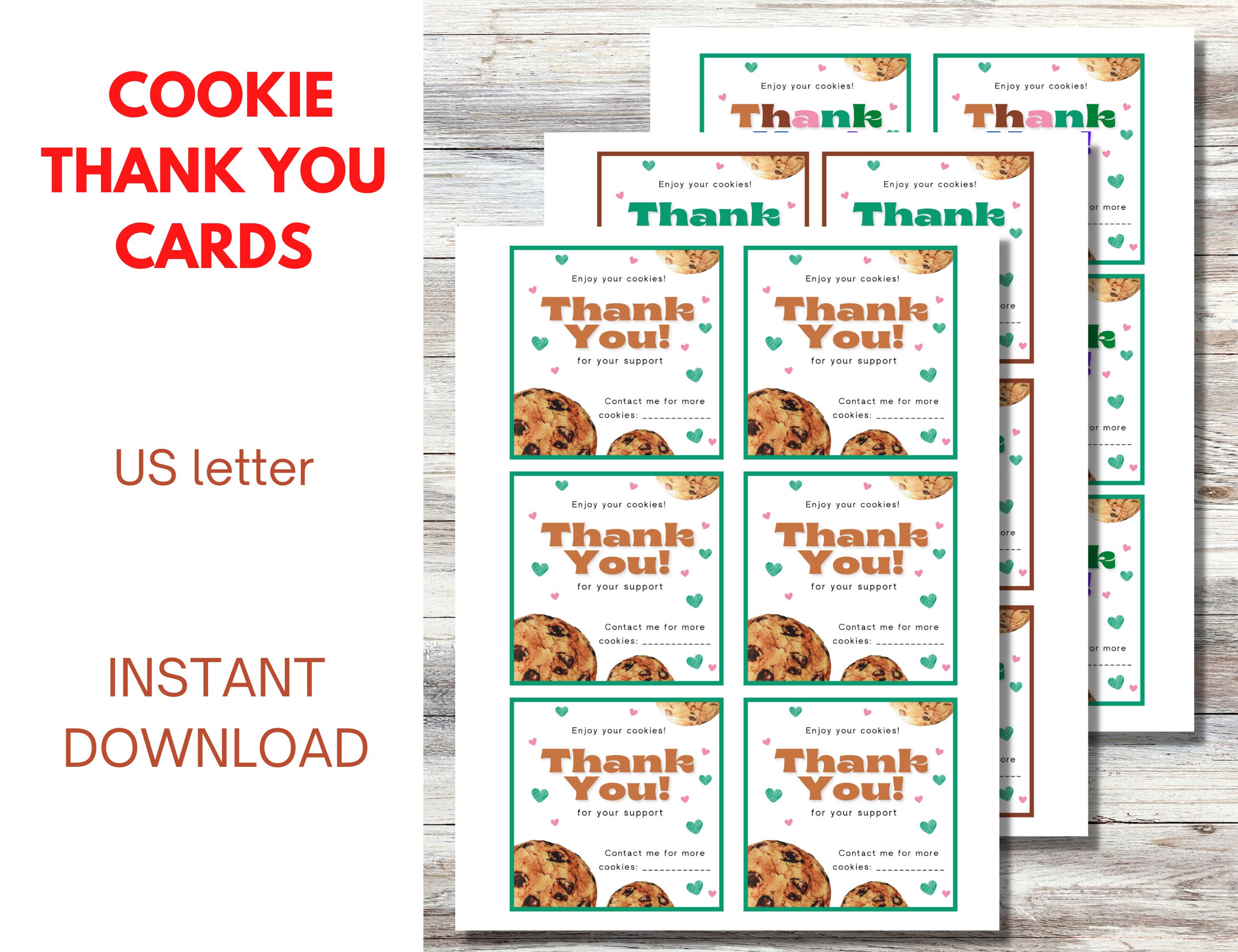 Cookie Thank You Card Cookie Fundraiser Printable Customer - Etsy