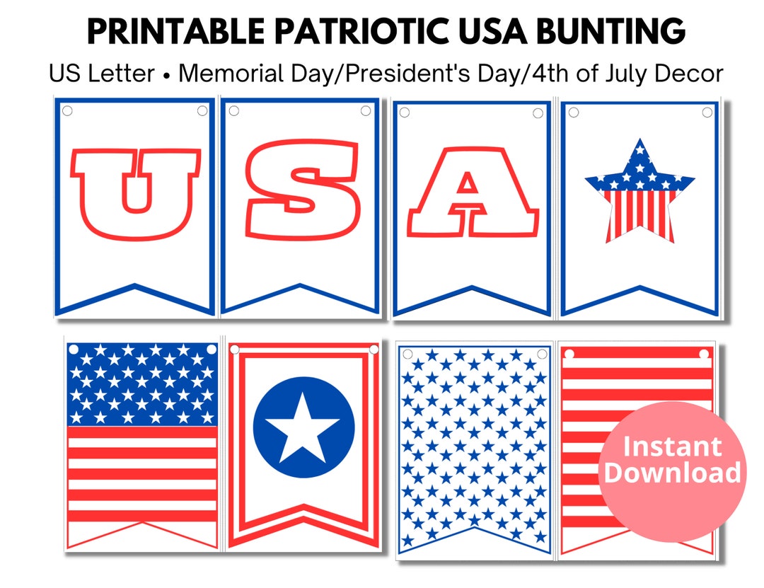 Memorial Day Banner, President's Day Bunting, 4th of July Printable ...
